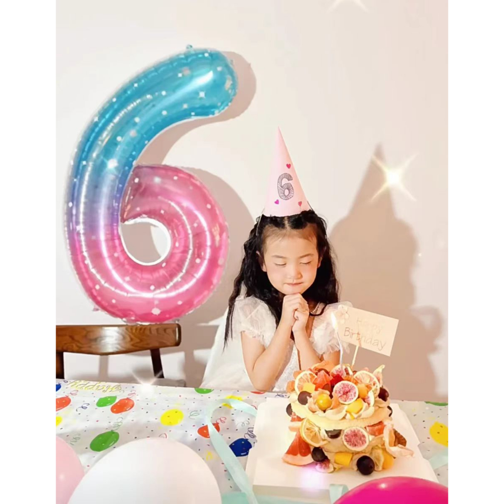 40 Inch Pink Blue Star Number Balloon Number Foil Balloon Happy ...