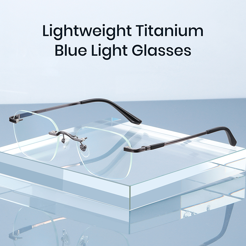 Cyxus Pure Titanium Frameless Glasses Computer Glasses Narrow Frame ...
