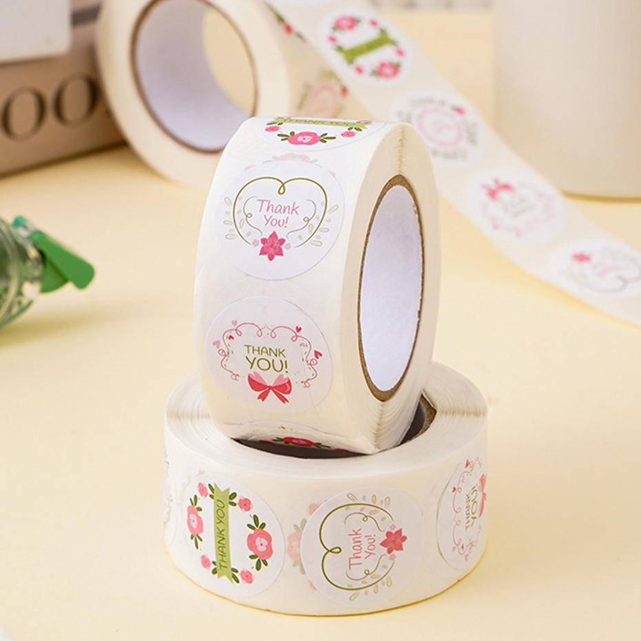 500pcs Round Labels Kraft Paper Thank You Sticker Dragees Candy Bag Box ...