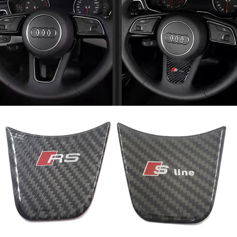 1 x Carbon Fiber RS SLINE S LINE Steering Wheel Decorative Emblem Badge Sticker Decal For Audi ...
