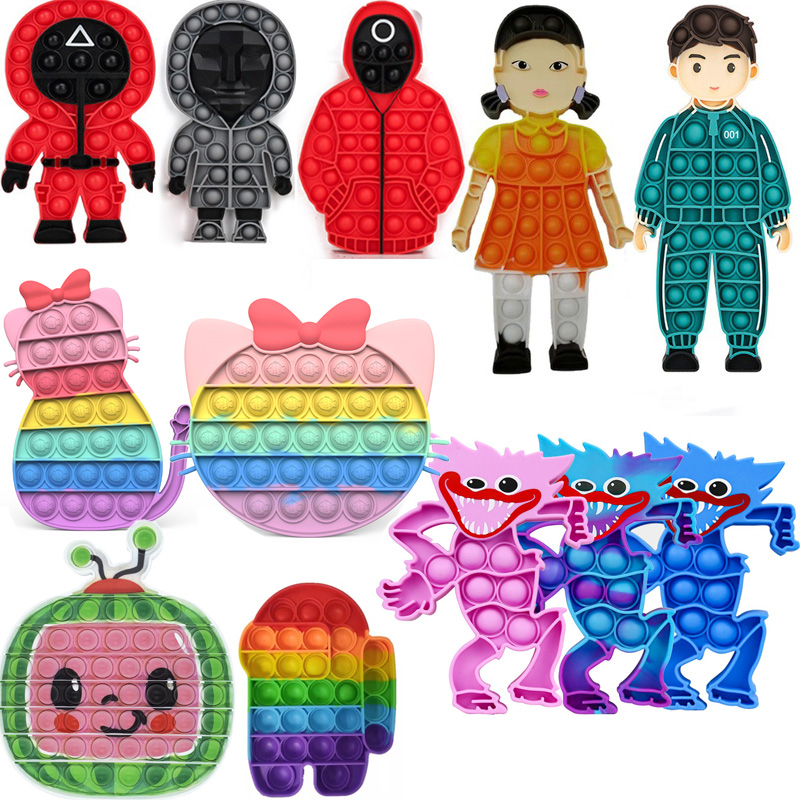 CLEARANCE! 1pc Cartoon Pop It Pops Push Bubble Fidget Toys Game huggy ...