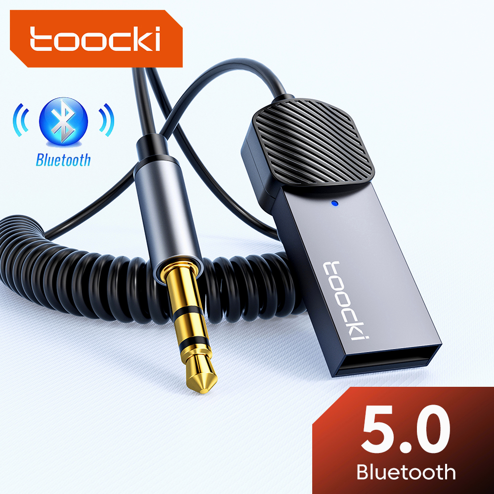 Toocki Wireless Audio Receiver Adapter Bluetooth 5.0 Aux USB To 3.5mm Hands-free mic audio jack ...