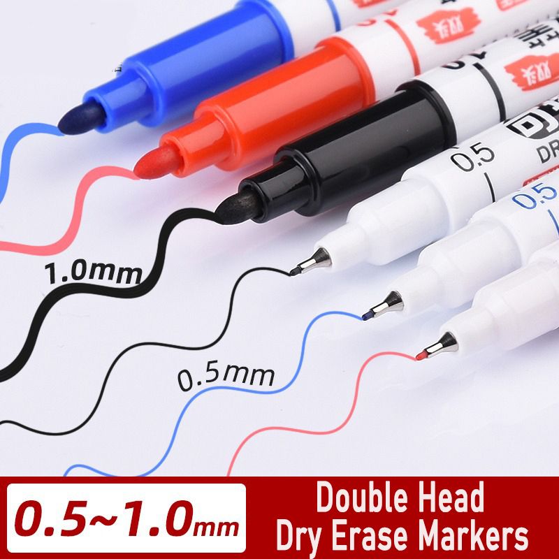 Low Odor Double Head Dry Erase Markers, 1mm and 0.5mm Ultra Fine Tip ...