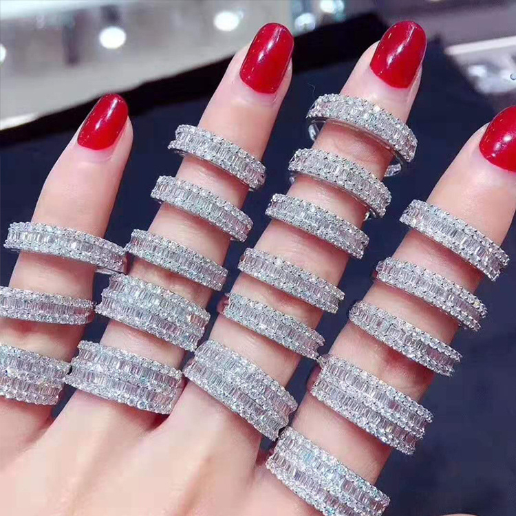 ins Fashion Full Diamond Ladder Cubic Zircon Row Ring Female | Shopee ...