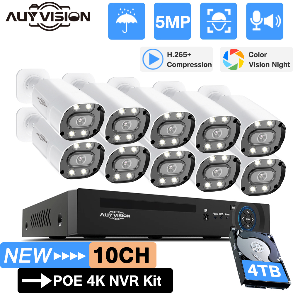 10CH POE NVR 5MP POE Setsecurity protection Kit Outdoor Waterproof 2 ...