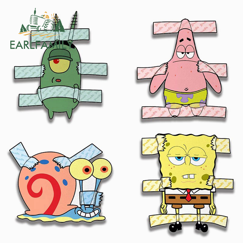 EARLFAMILY 13cm x 12.1cm Spongebob Cartoon Car Stickers Graffiti ...