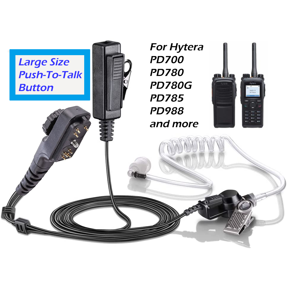 Earpiece for Hytera Radio PD780 PD780G PD785 PD782 PD700 with MIC and PTT FBI Style Acoustic ...