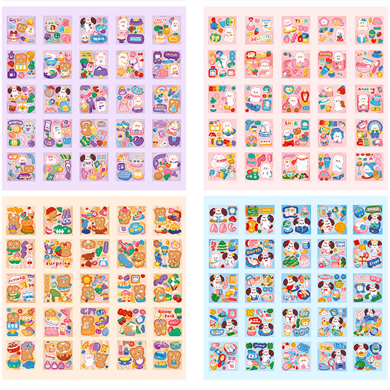 100 Sheets Boxed Cute Cartoon Glittering Stickers Student Stationery ...