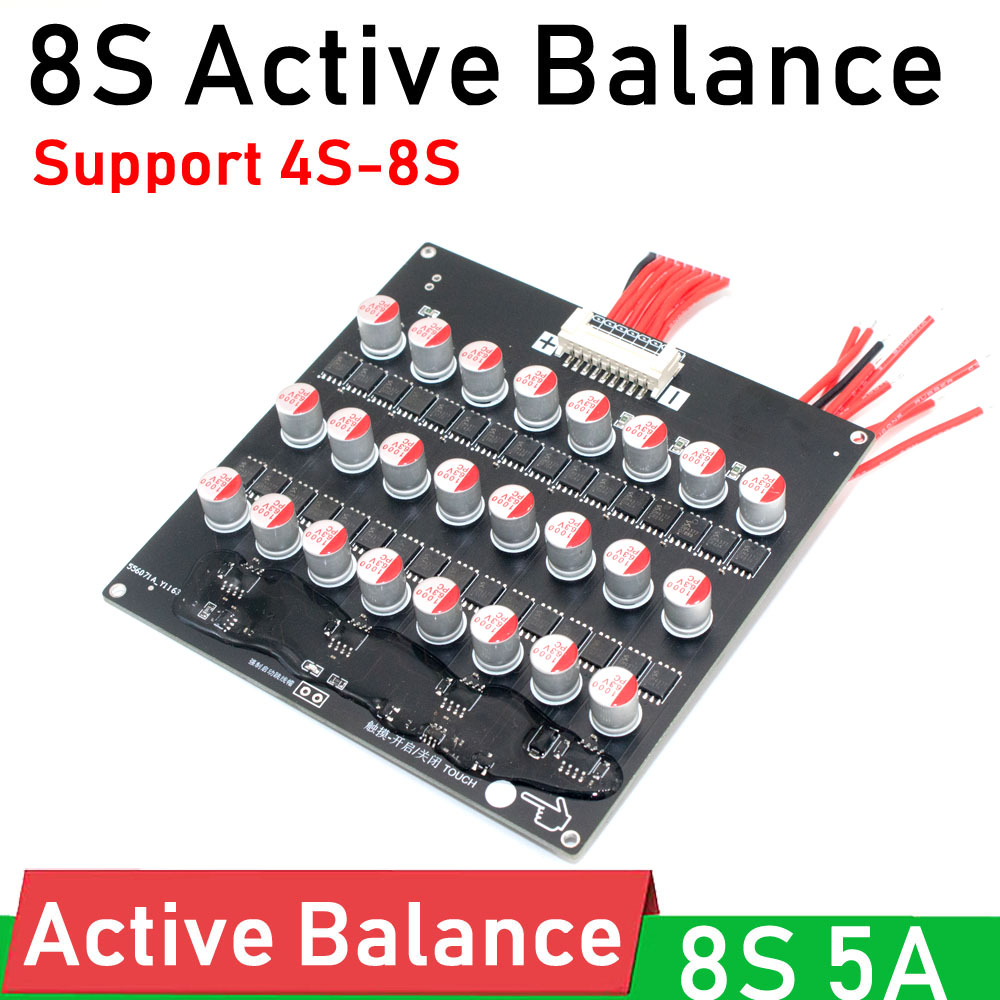 8S 5A Active Balancer Capacitive batteries Energy transfer Active Equalizer FOR 4S 6S 7S 12V 24V ...