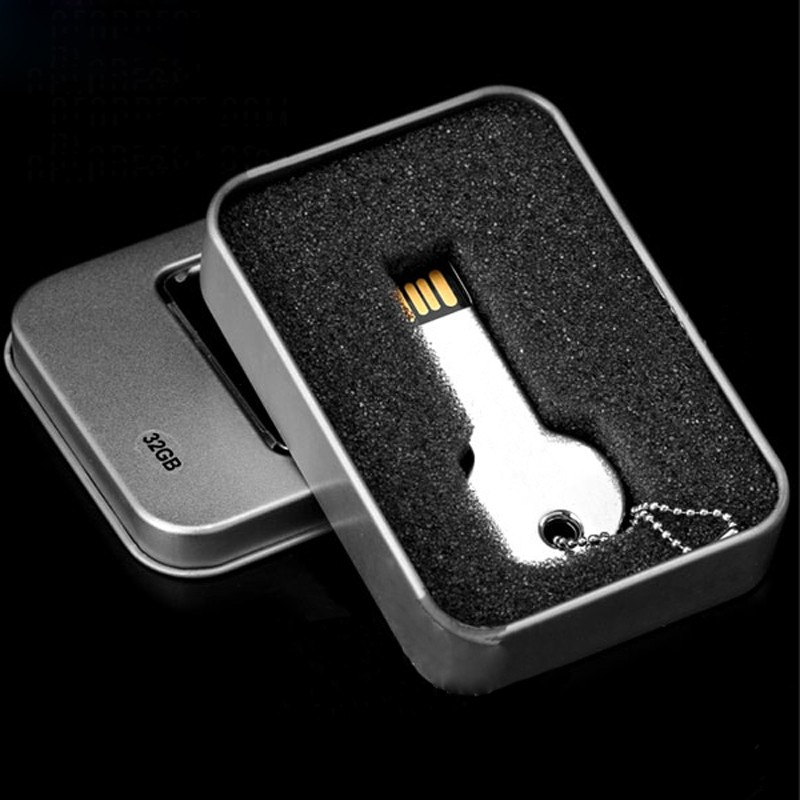 Key USB 2.0 Flash Drive 4GB 8GB 16GB 32GB Pendrive with Metal Gift Box ...