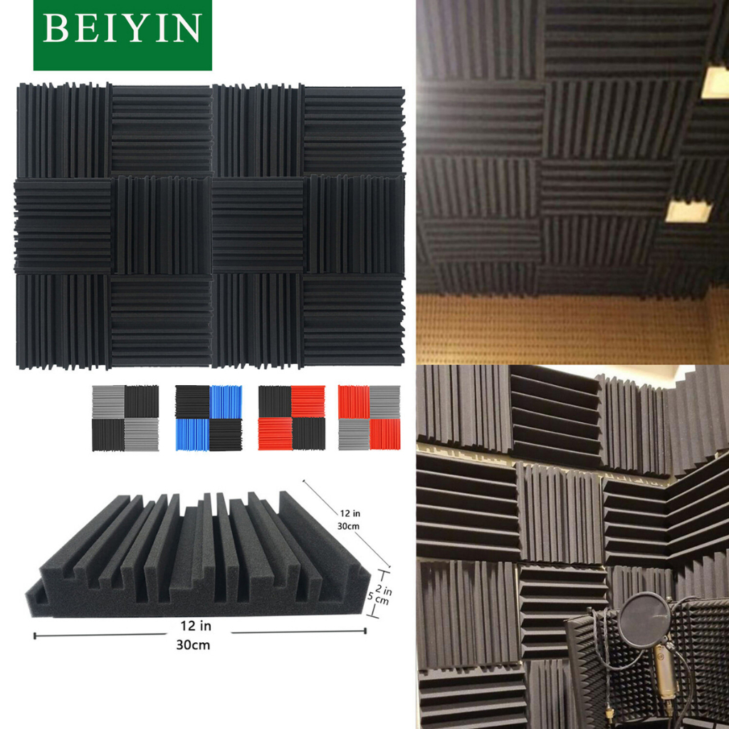 BEIYIN Acoustic Diffuser Foam Sound Dampening Panel Groove Sound Absorption Tiles Wall Ceiling ...
