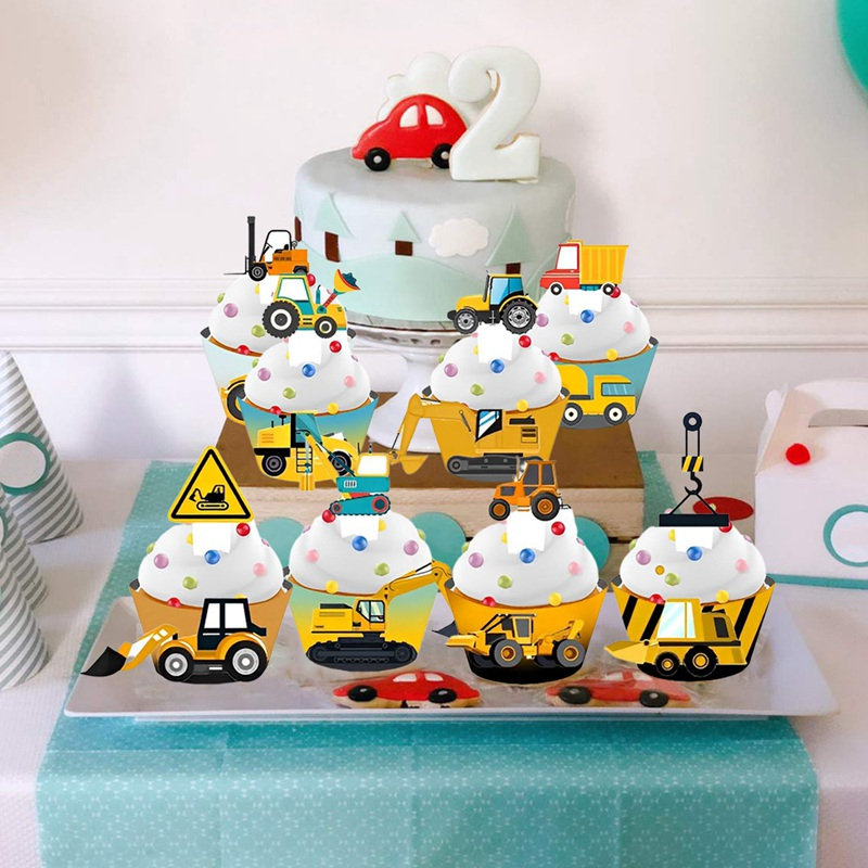 Construction Vehicle Fire Truck Engineering Cake Topper Construction ...