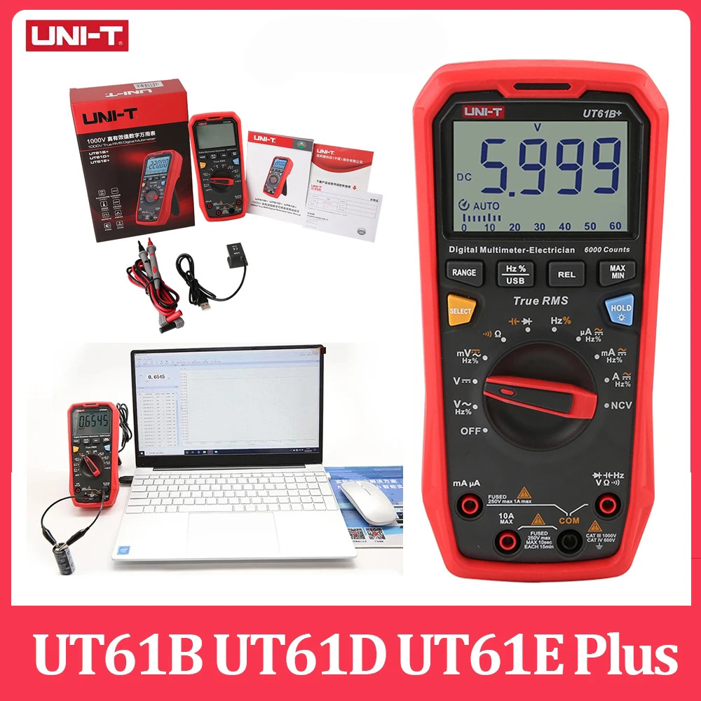 UNI-T UT61B UT61D UT61E Plus Digital Multimeter Professional AC DC Current Voltage Resistance ...
