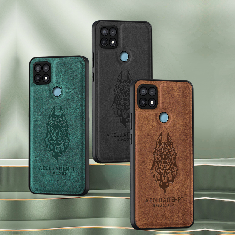 For OPPO A15 A15S Case Lambskin Texture Leather Casing OPPO A15 A15S ...