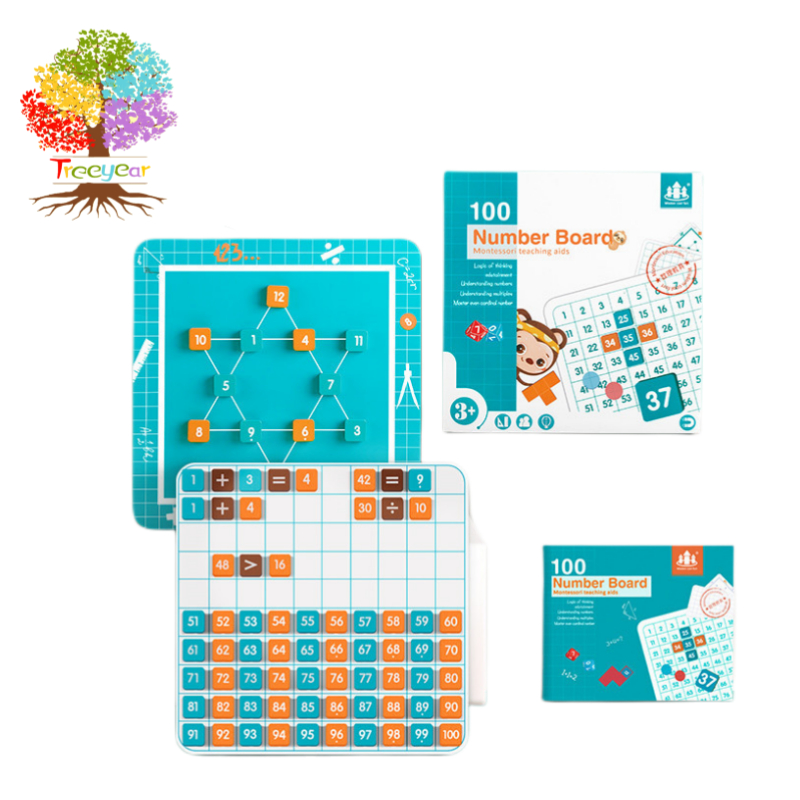 Montessori 100 Number Boards Magnetic Hundreds Board Math Counting Game ...