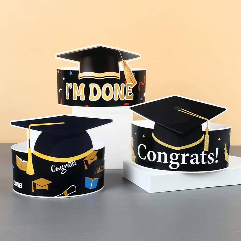 Graduation Season Grad Top Hat Party Needs Bronzing Pull Black Gold ...