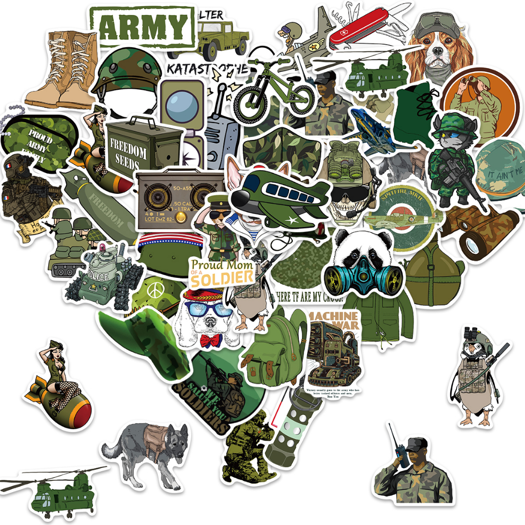 50pcs Military Cartoon Cool Soldier Stickers Korean Graffiti Skateboard ...