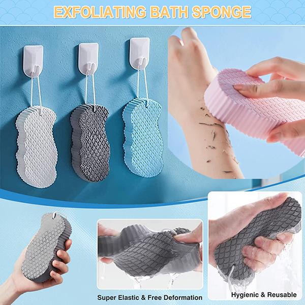 FEELING ⭐3D Soft Sponge Exfoliating Bath Scrubbing Sponges,Scrubber ...