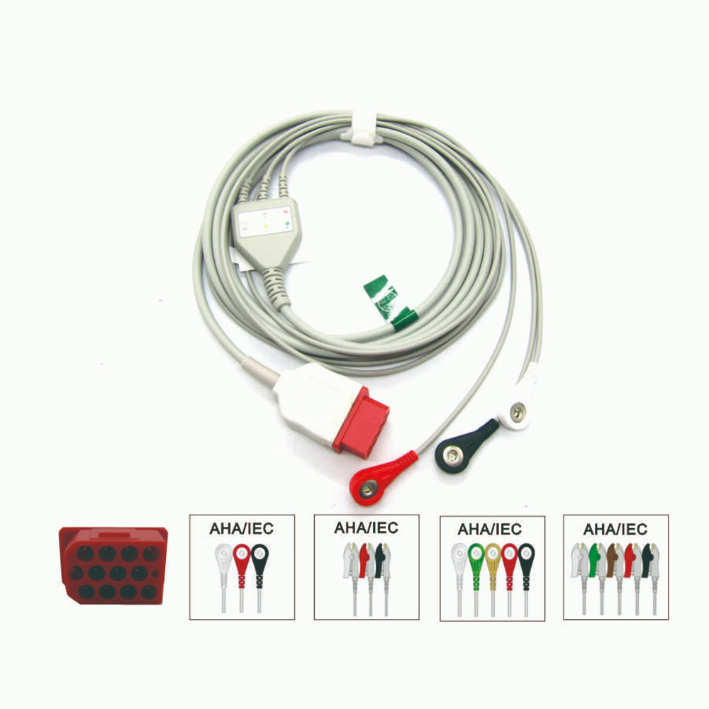 Compatible with Bionet BM5 BM7 Patient Monitor, 3/5 Lead Wire Clip/Snap ...