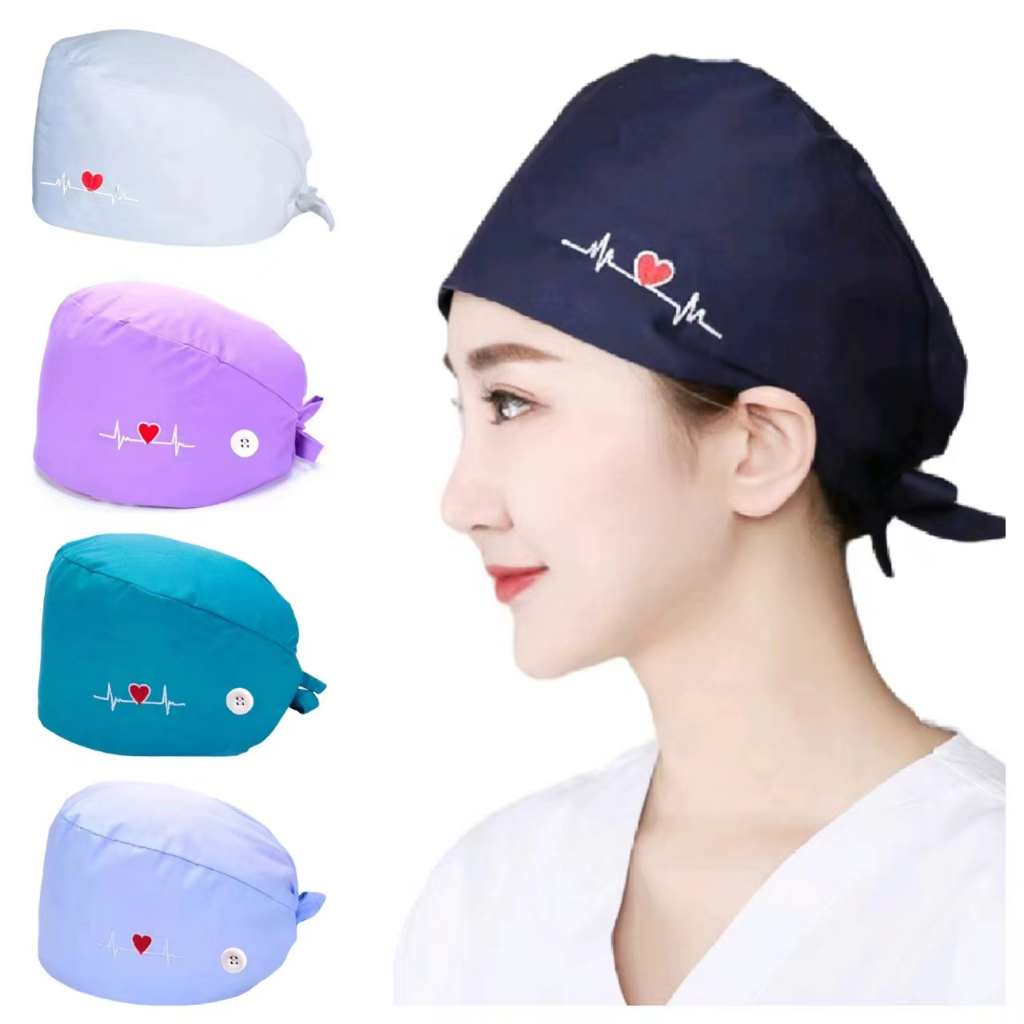 New doctor nurse scrub cap electrocardiogram embroidery cap with ...