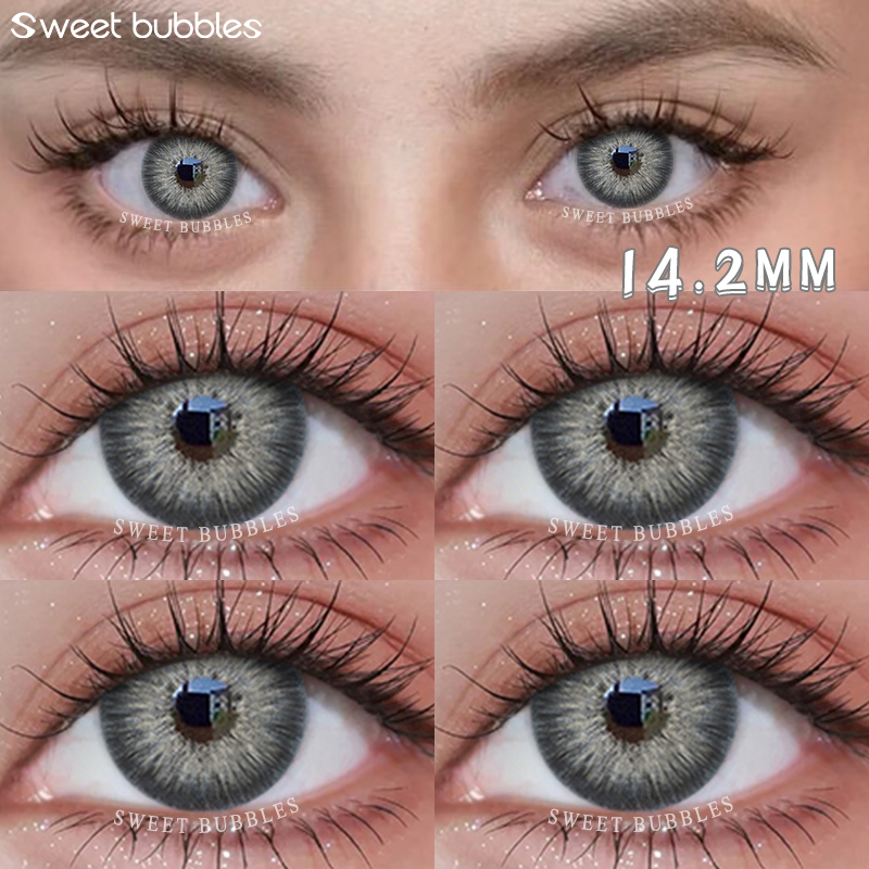Sweet bubbles Contact Lense Gray Brown Contact Lens 2 PCS 14.2mm with ...