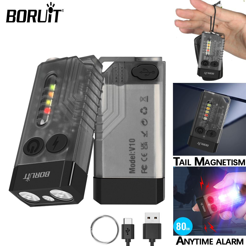BORUiT V10 Mini EDC Flashlight Keychain 1000LM 365nm UV Flashlight Type ...