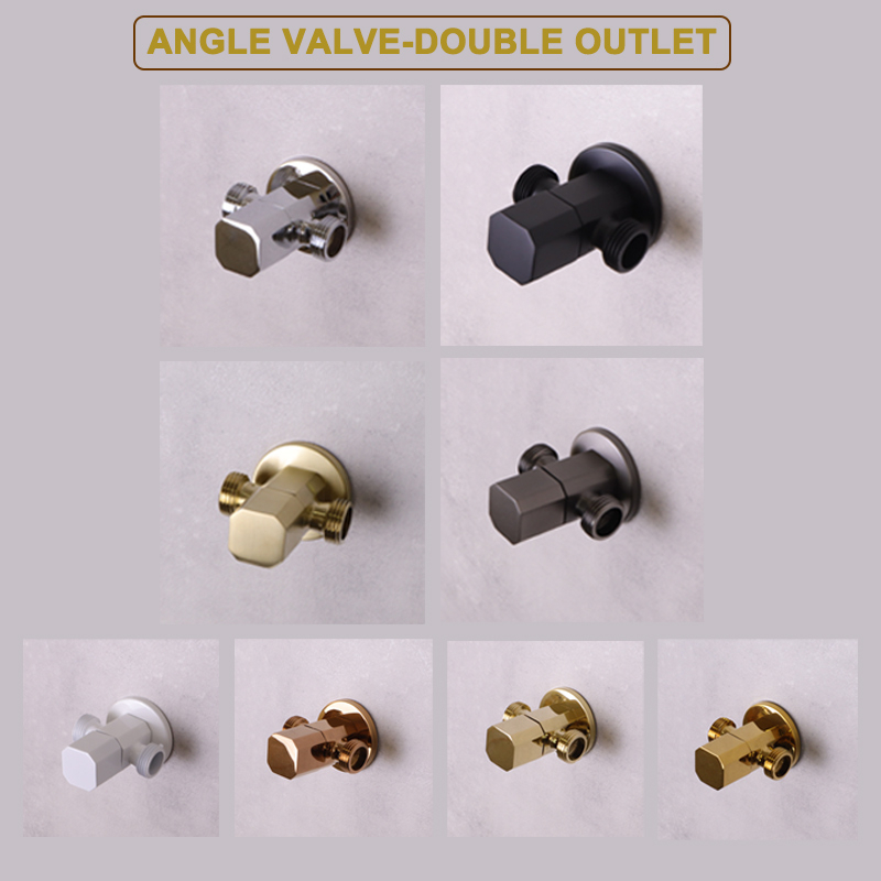 Angle Valve 2 Ways Chrome Black Rose Gold White Grey Hose Connector G1 ...