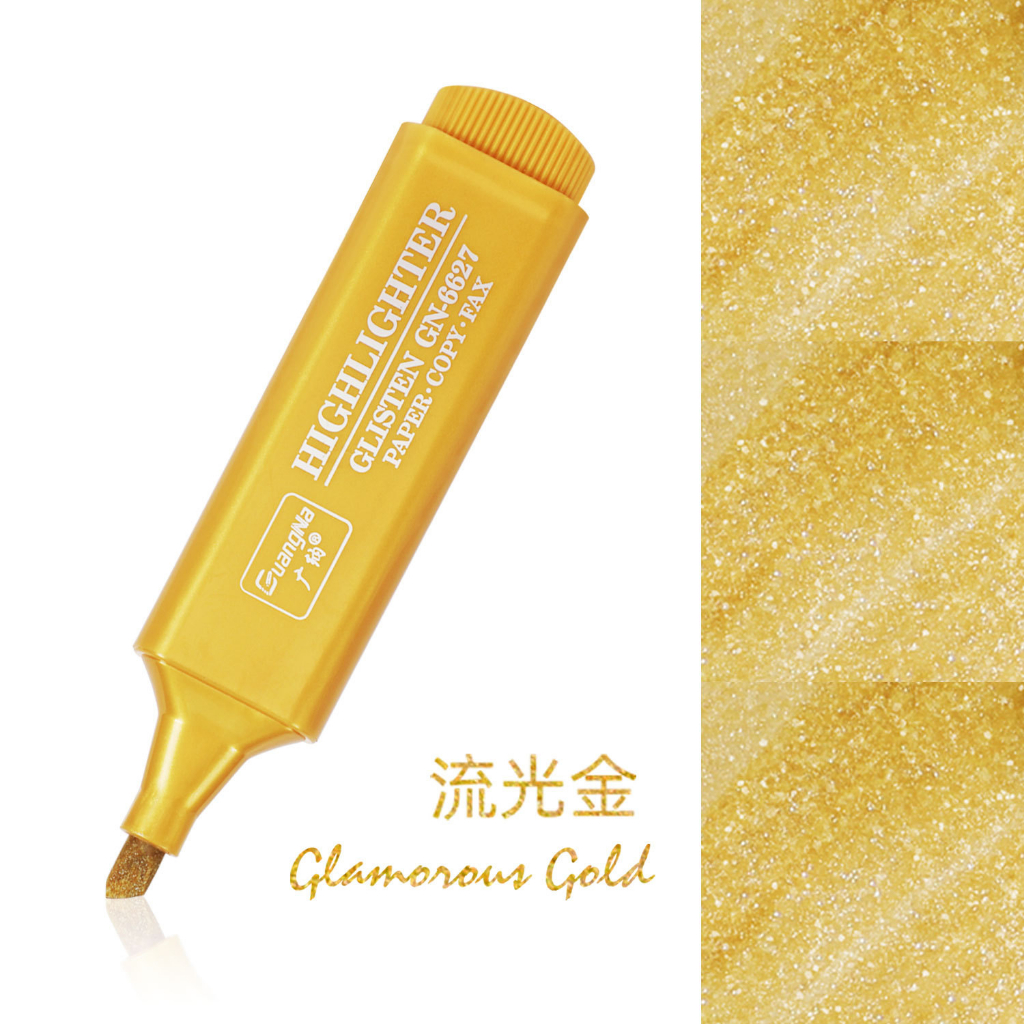 8 Colors Shiny Glitter Highlighter Pen Soft Tip Highlighter Metallic ...