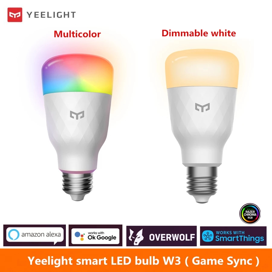 Yeelight Smart LED Bulb W3 Multicolor / Dimmable white Atmosphere Lamp ...