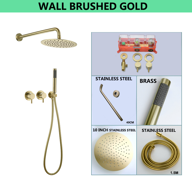 Concealed Shower System Gold Grey Black Solid Brass Hot Cold Valve 2 ...
