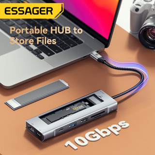 Essager 8 In 1 Type C Hub M2 SSD Hard Drive Reader 4K HDMI Connector PD ...