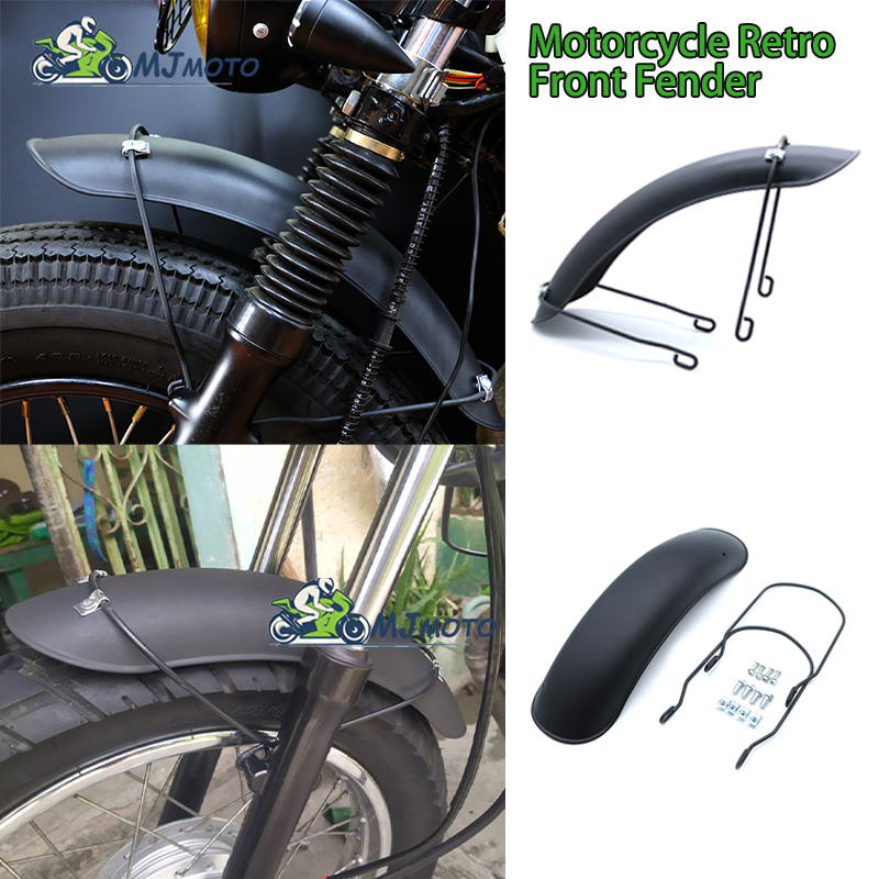 【MJMOTO】Black Motorcycle Retro Front Motorcycle Fender Mudguard ...