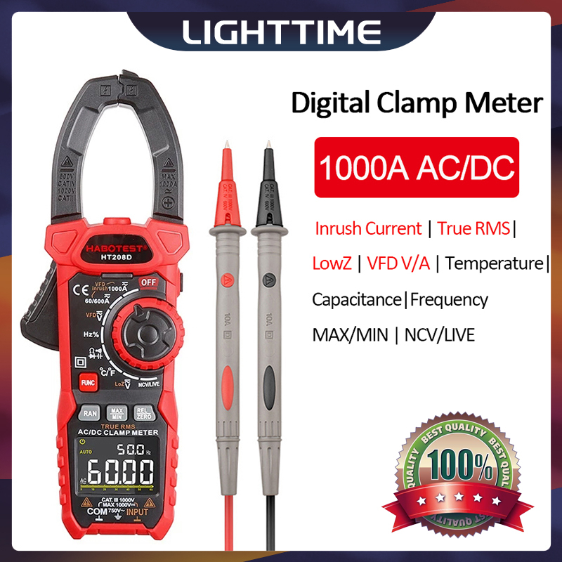 HT208A/208D Digital Clamp Meter 1000A 1000V AC DC Current Clamp True ...