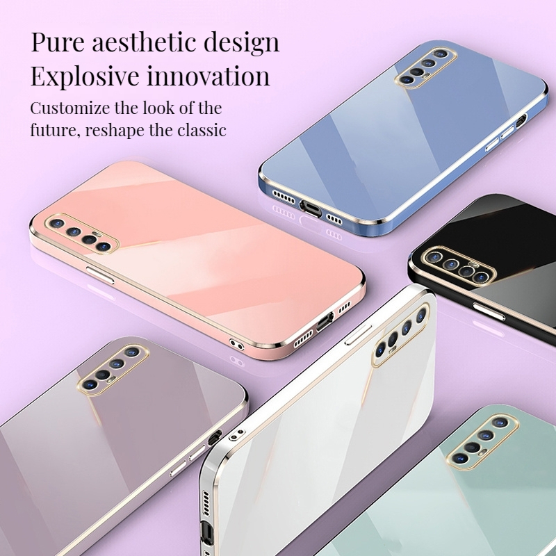 Plated Straight Edge Phone Case Realme C11 Case C15 C12 2020 5 5i 5S 6 ...