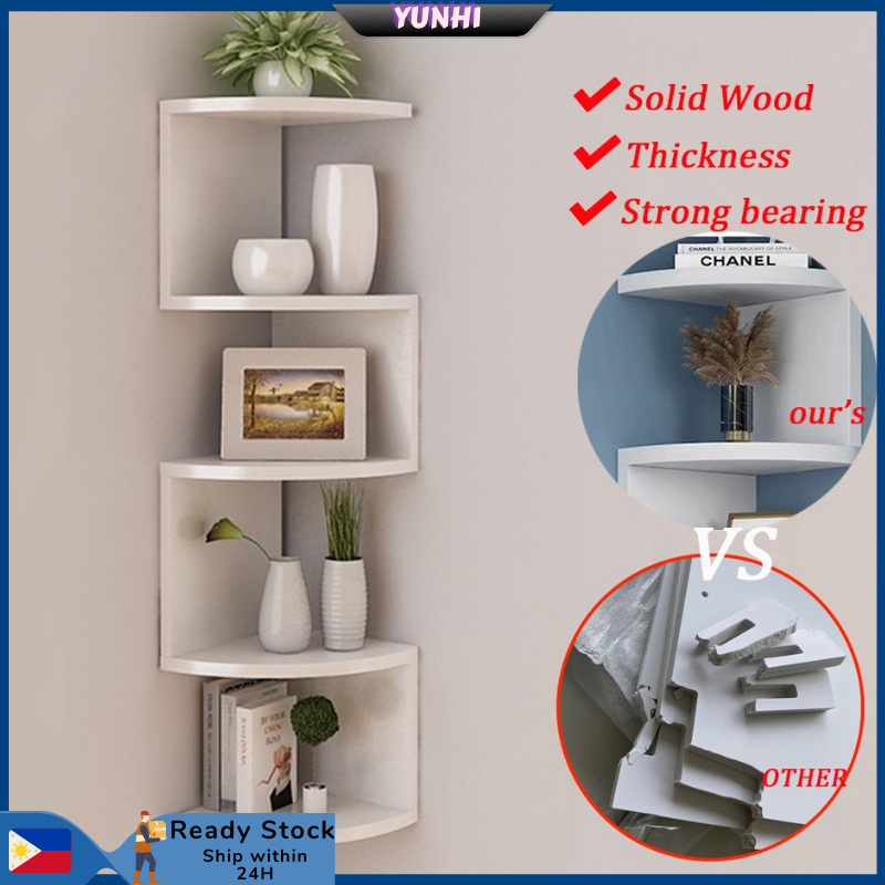 【yunh1】Wall Shelf Minimalist Floating Wall Mount Corner Shelves Storage ...
