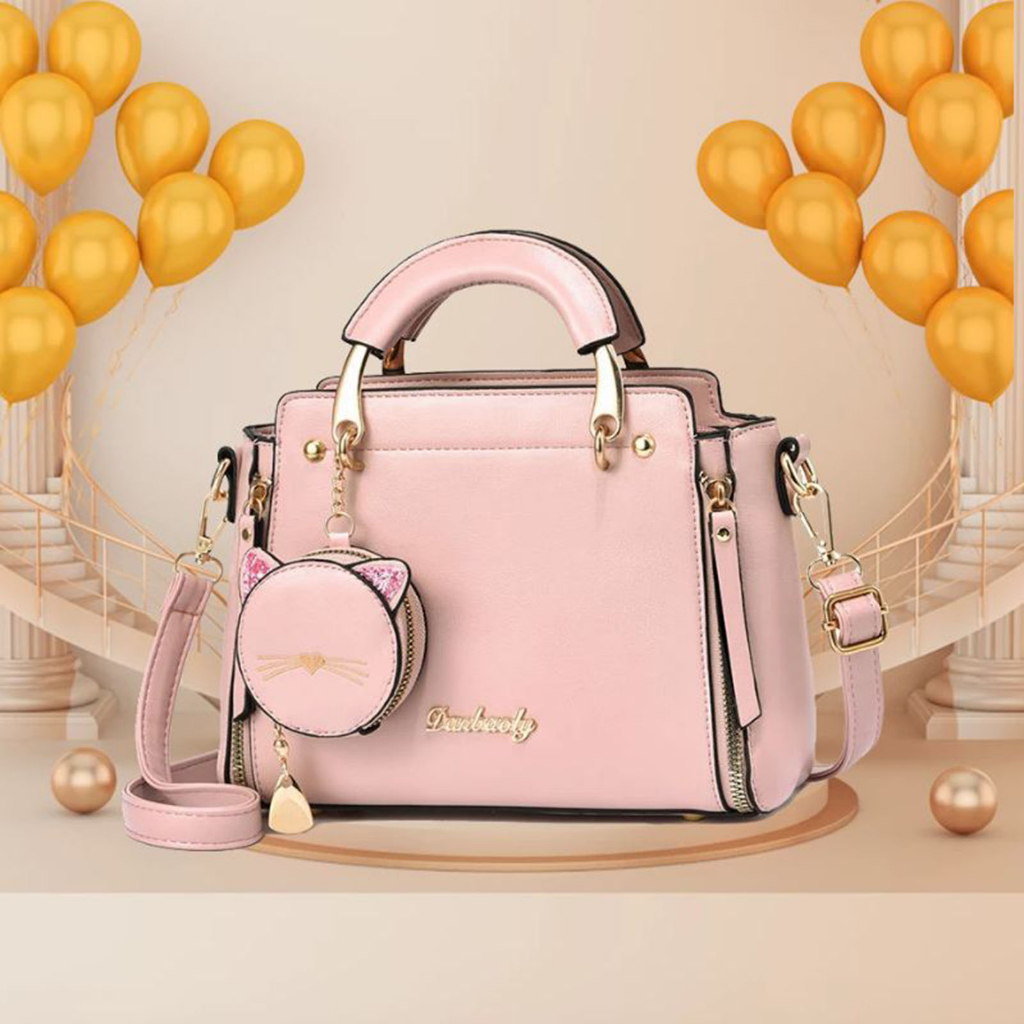 Solid-color PU Leather Handbag Multipurpose Cute Messenger Bag ...