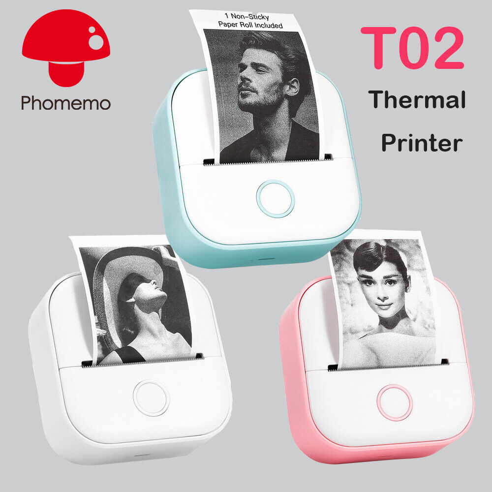 Mini Portable Thermal Printer Phomemo T02 Paper Photo Pocket Thermal ...