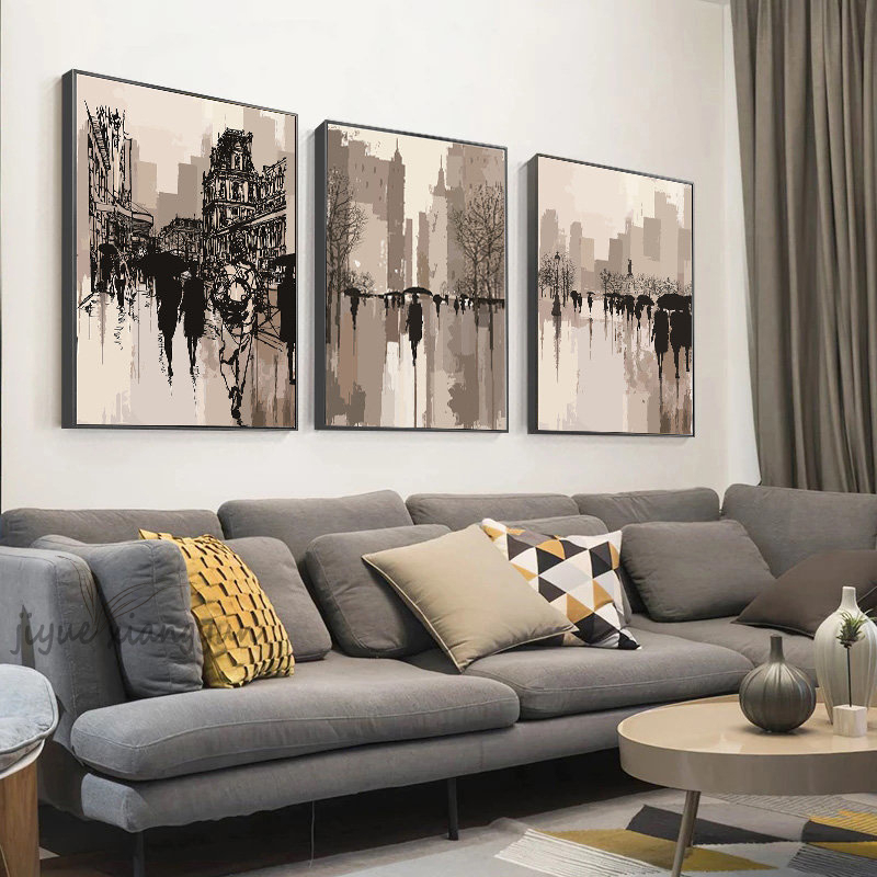 Modern Abstract City Street Landscape Picture Crowd Poster Nordic ...