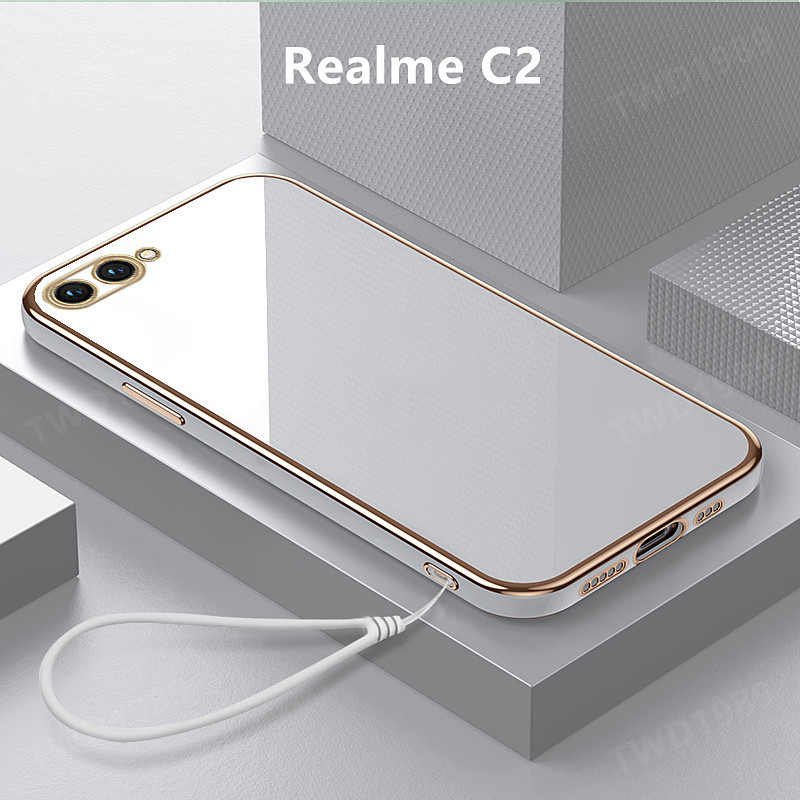 Casing Realme C2 Case Plating Solid Color Cover Soft TPU Phone Case ...