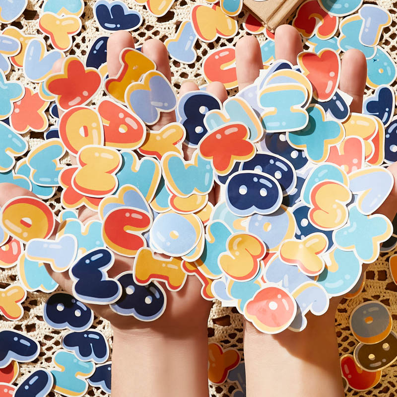 50/52pcs Bubble Alphabet Number Symbol Sticker Set Mini Note Stickers ...