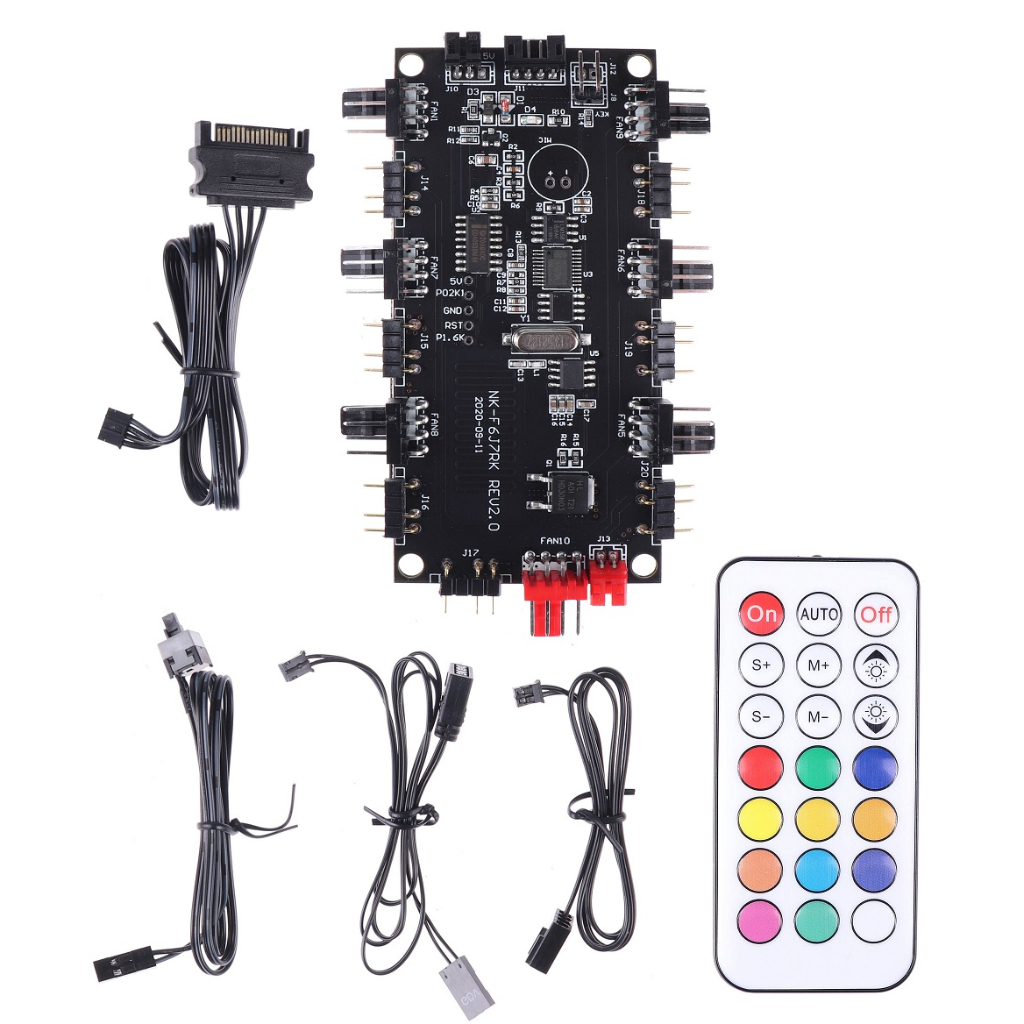 RGB 1 to 6 Fan Hub PWM Speed Controller 2 In 1 5V 3Pin ARGB + 4PIN PWM ...