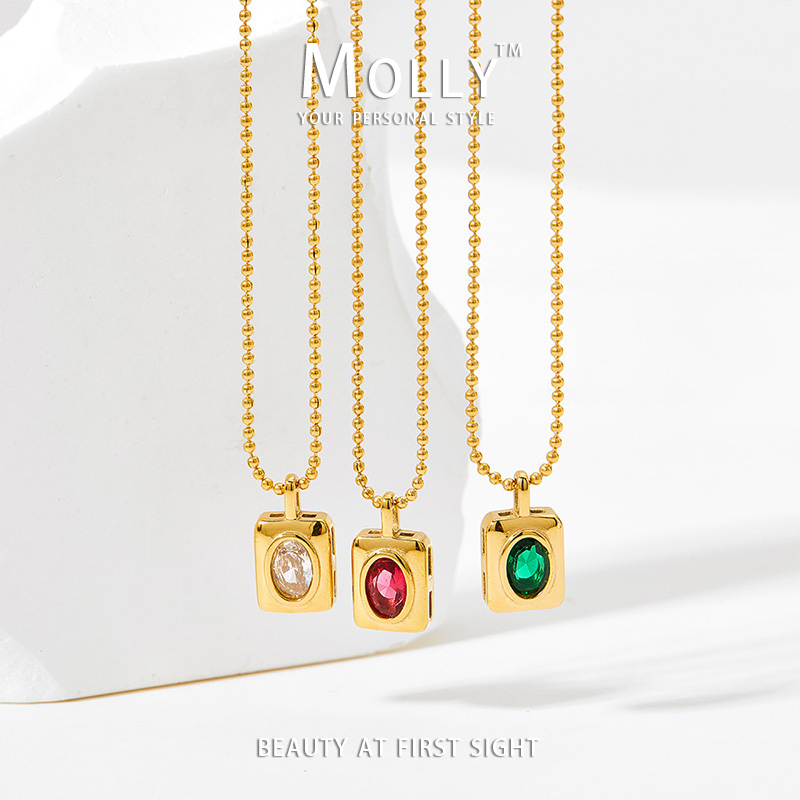 MOLLY Stainless Steel Emerald Necklace for Women Non Tarnish ...