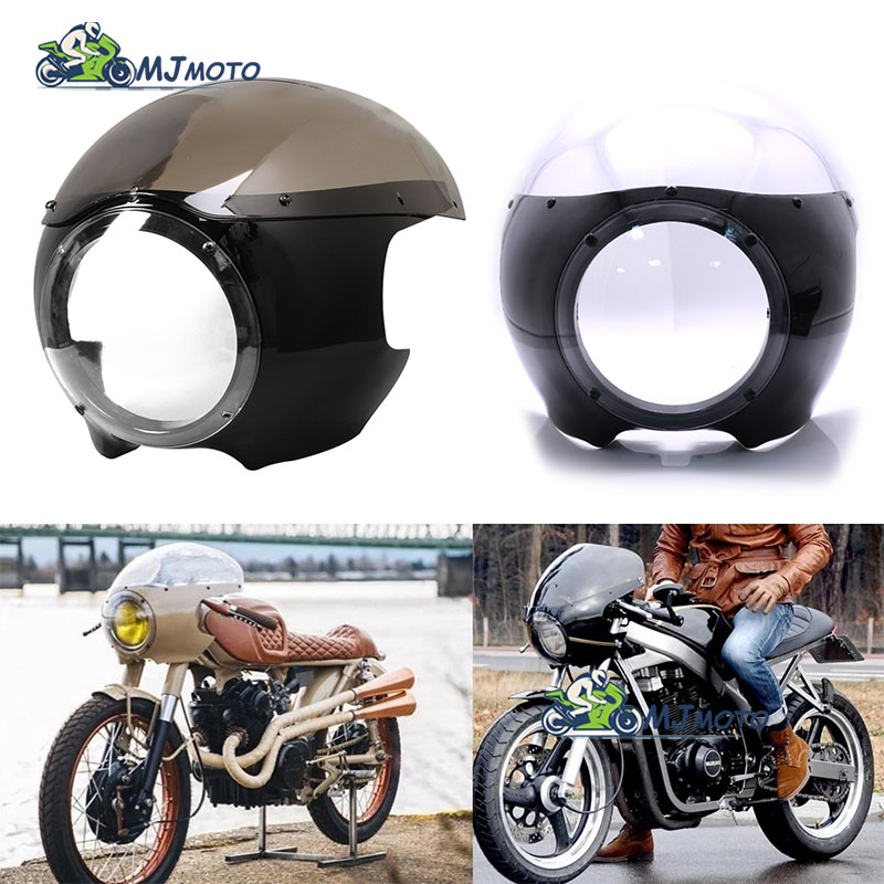 【MJMOTO】Motorcycle Cafe Racer Headlight Fairing 5-3/4" Front Light Mask ...