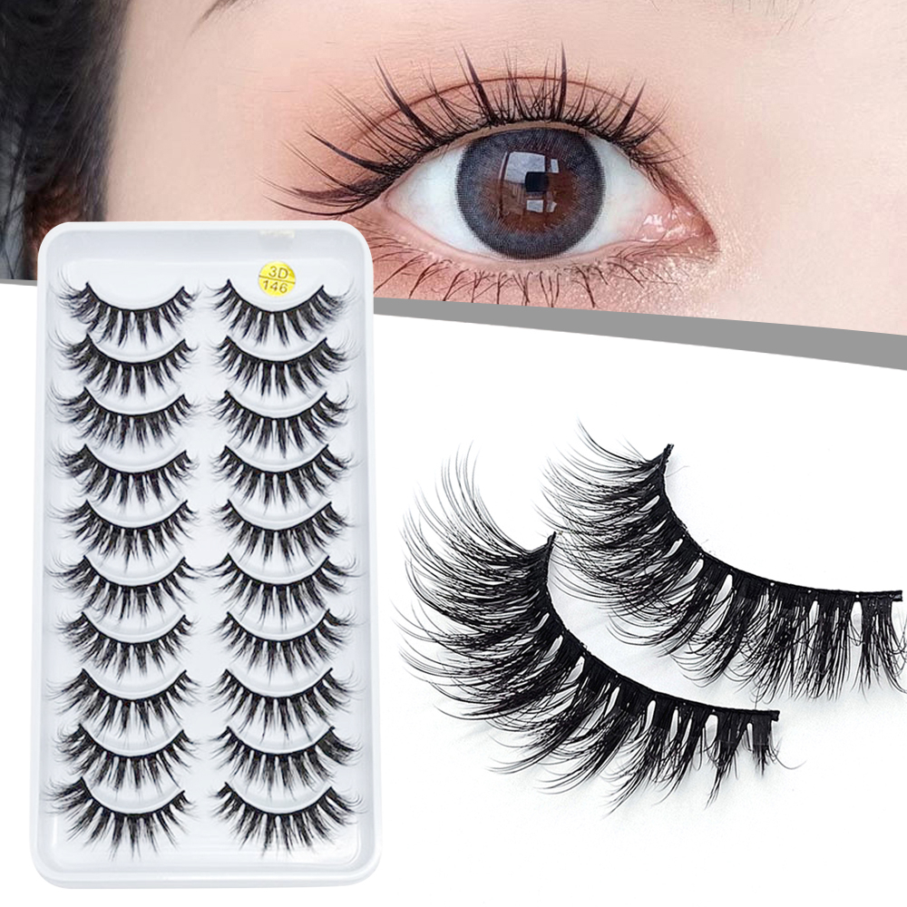 10Pairs False Eyelash Natural 3D Fluffy Eyelash Extensions Soft Wispy ...