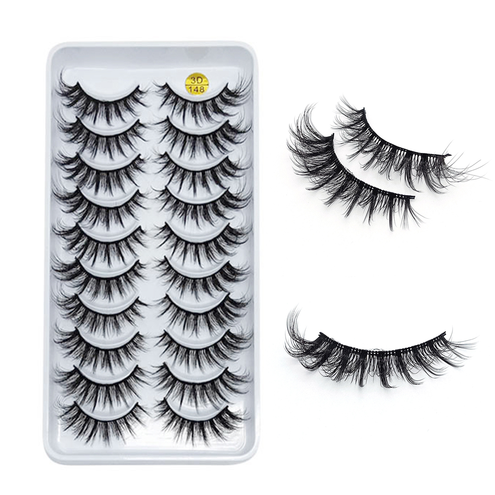 10Pairs False Eyelash Natural 3D Fluffy Eyelash Extensions Soft Wispy ...