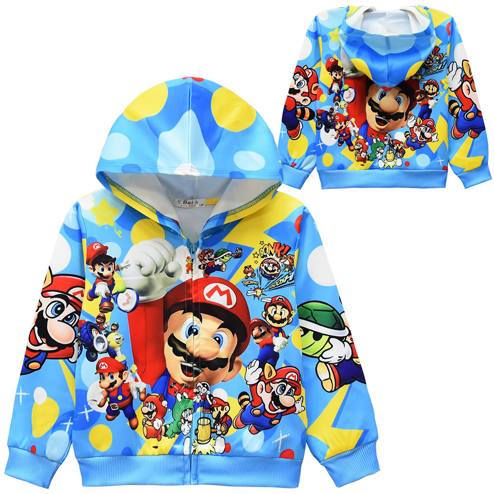 Boys Girls Super Mario Bros Kids Long Sleeve Mario Game Children Spring ...