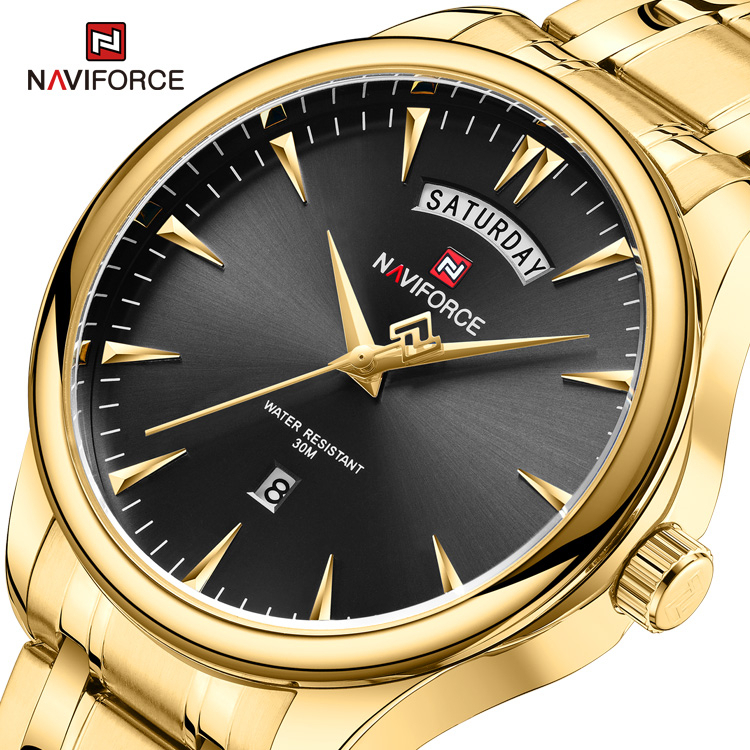 NAVIFORCE Luxury Original Gold Seiko Analog Wrist Watch For Men Quartz ...