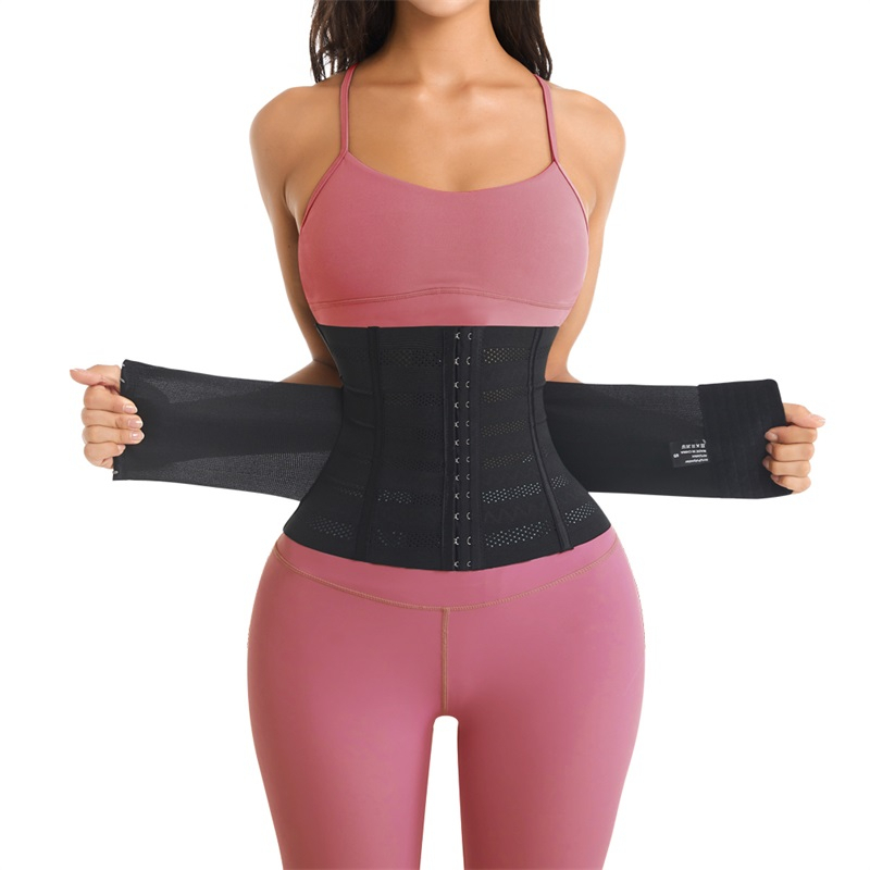 WECHERY Waist Trainer Body Shaper Corset Belt 7 Steel Bones Double ...