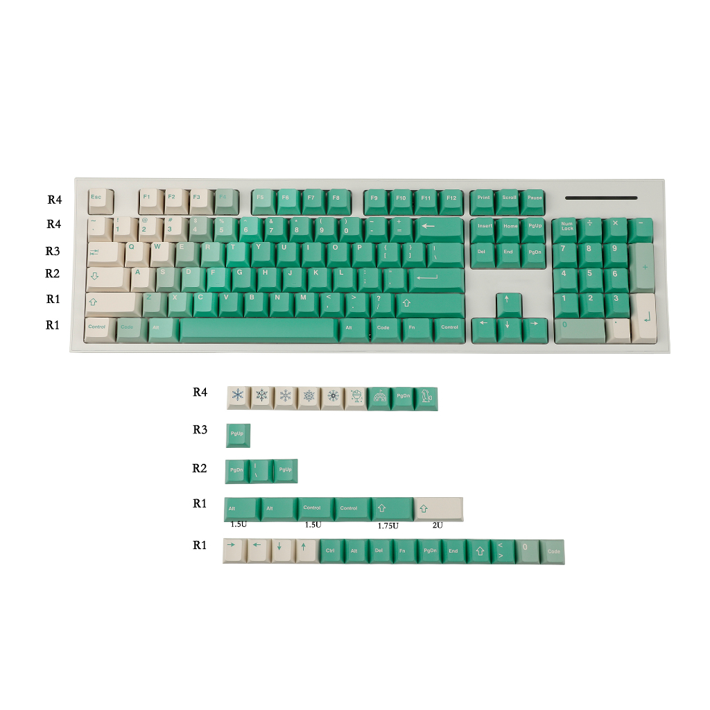 Cherry Profile Green Gradient Dye Sub Keycaps PBT Key caps For TKL 61 ...