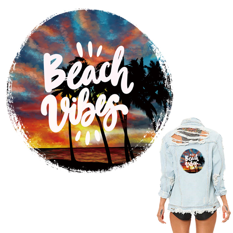 Heat Transfer Beach Vibes Thermo Patch Parches Ropa Clothes Stickers T ...